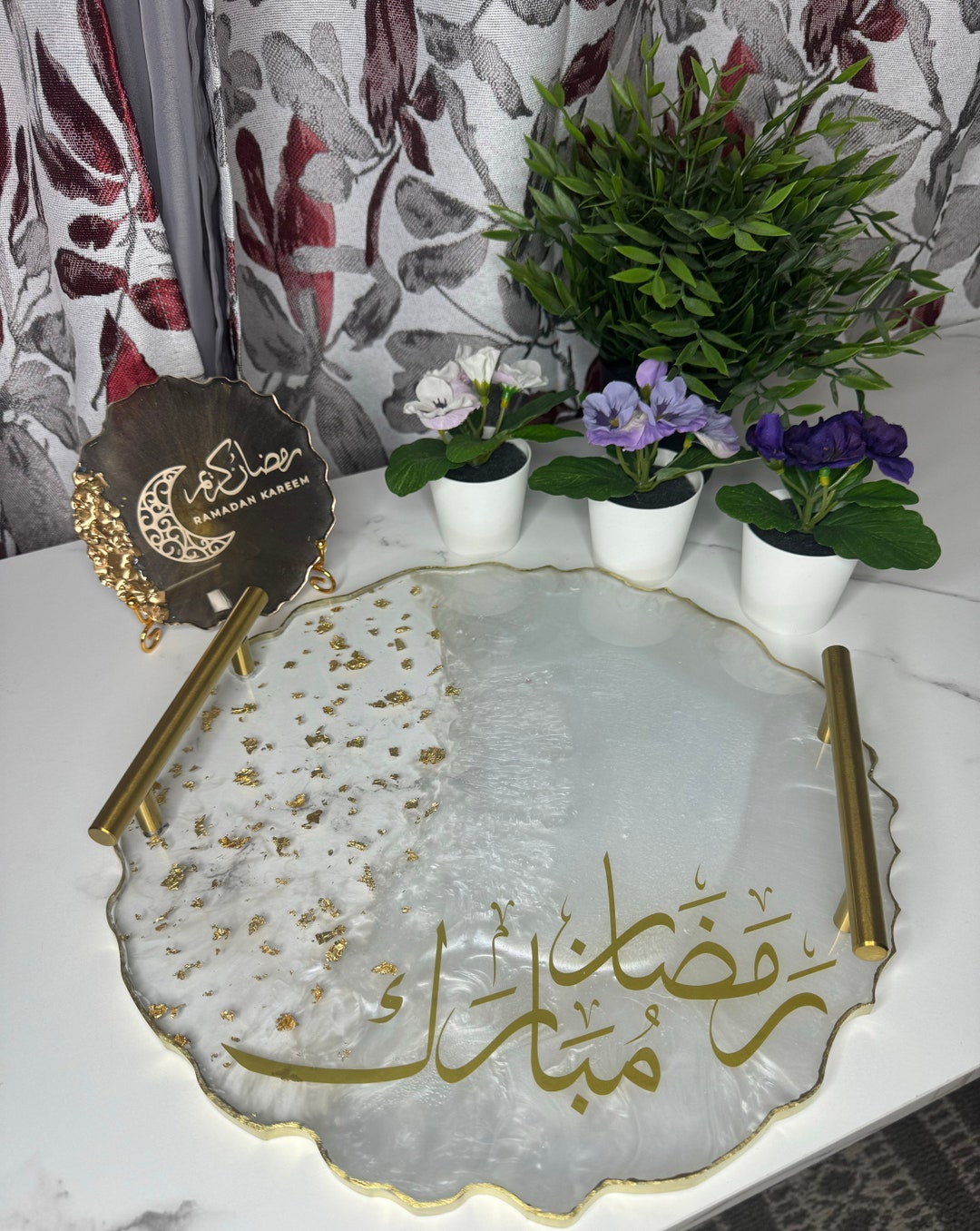Ramadan Mubarak, Resin Islamic Calligraphy Tray, Ramadan Mubarak - Etsy