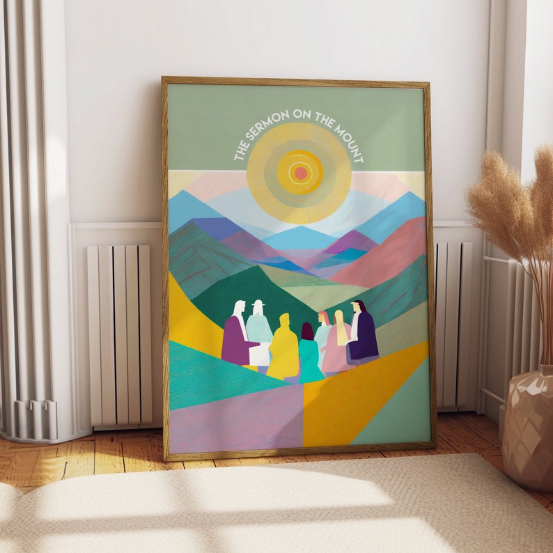 The Sermon on the Mount Digital Print | Abstract Christian Art | Modern ...