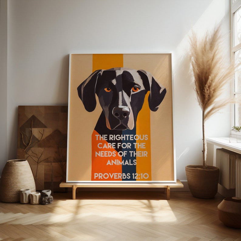 Proverbs 12:10 Digital Print | Black Lab Art for Christians | Simple ...