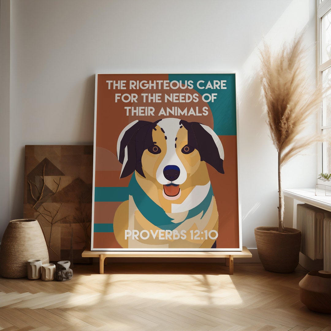 Proverbs 12:10 Digital Print | Aussie Shepherd Art for Christians ...