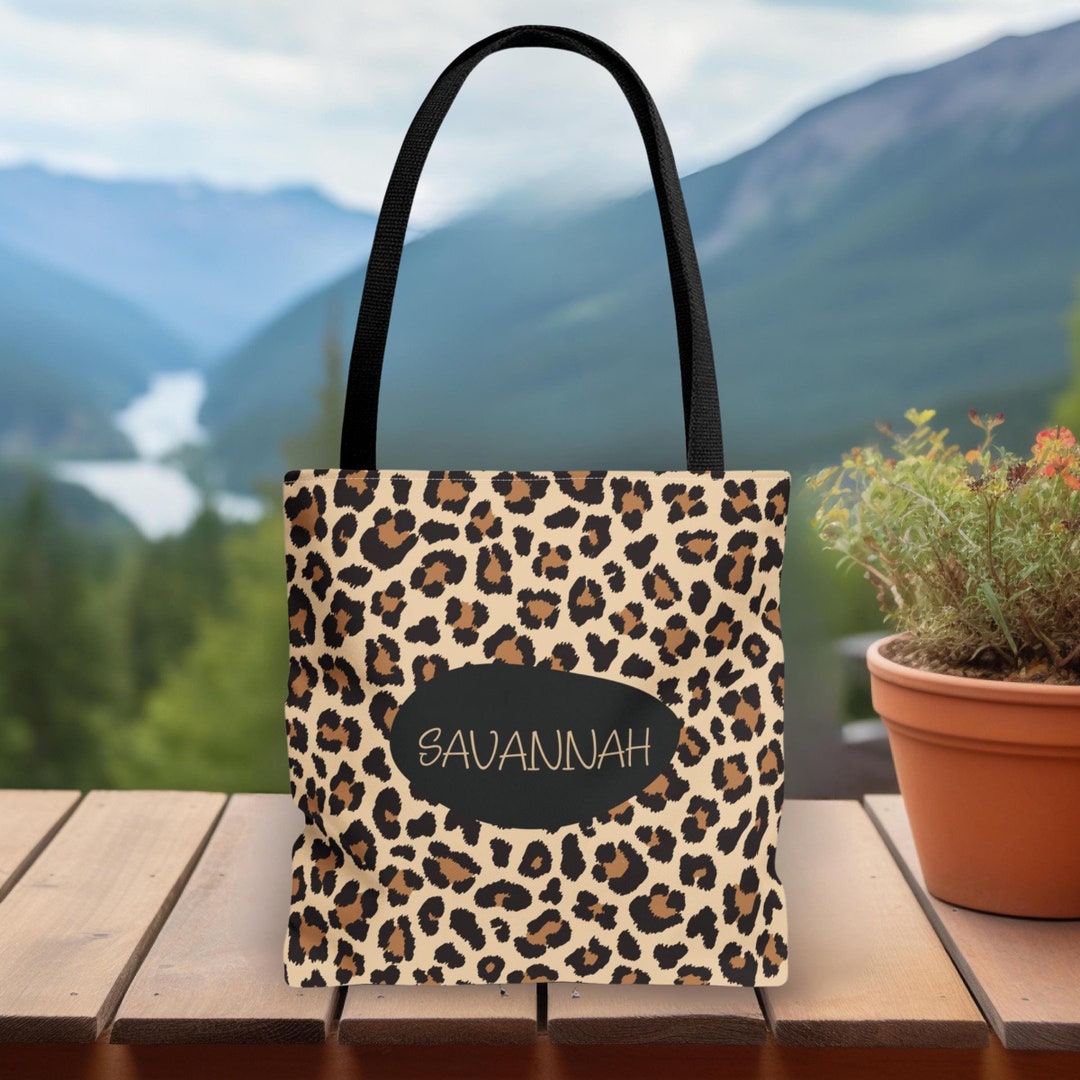 Personalized Leopard Print Gift Bag Custom Name Gift Bag for Friend ...