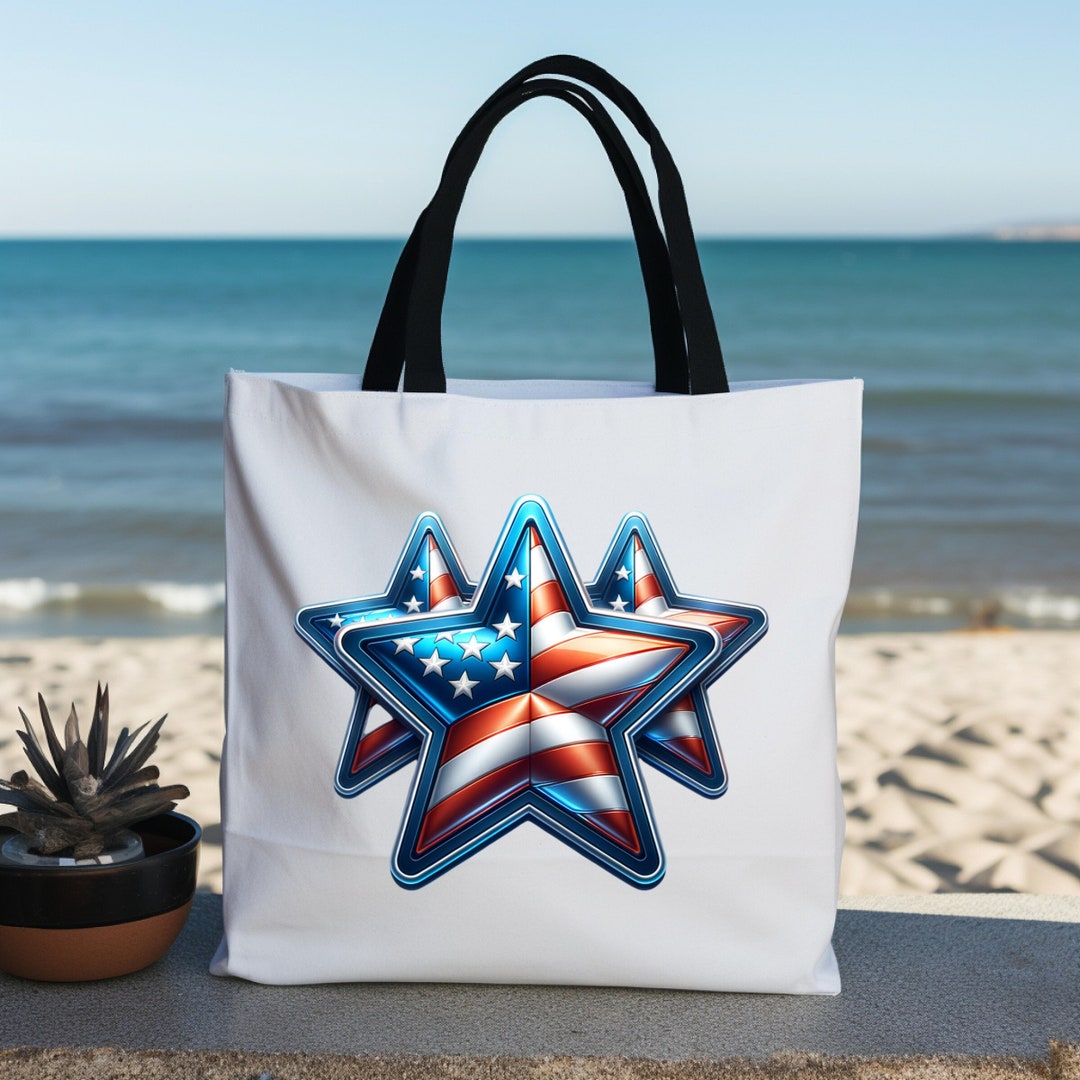Patriotic Stars Tote Bag, Fourth of July Bag, Patriotic Tote Bag, Red ...
