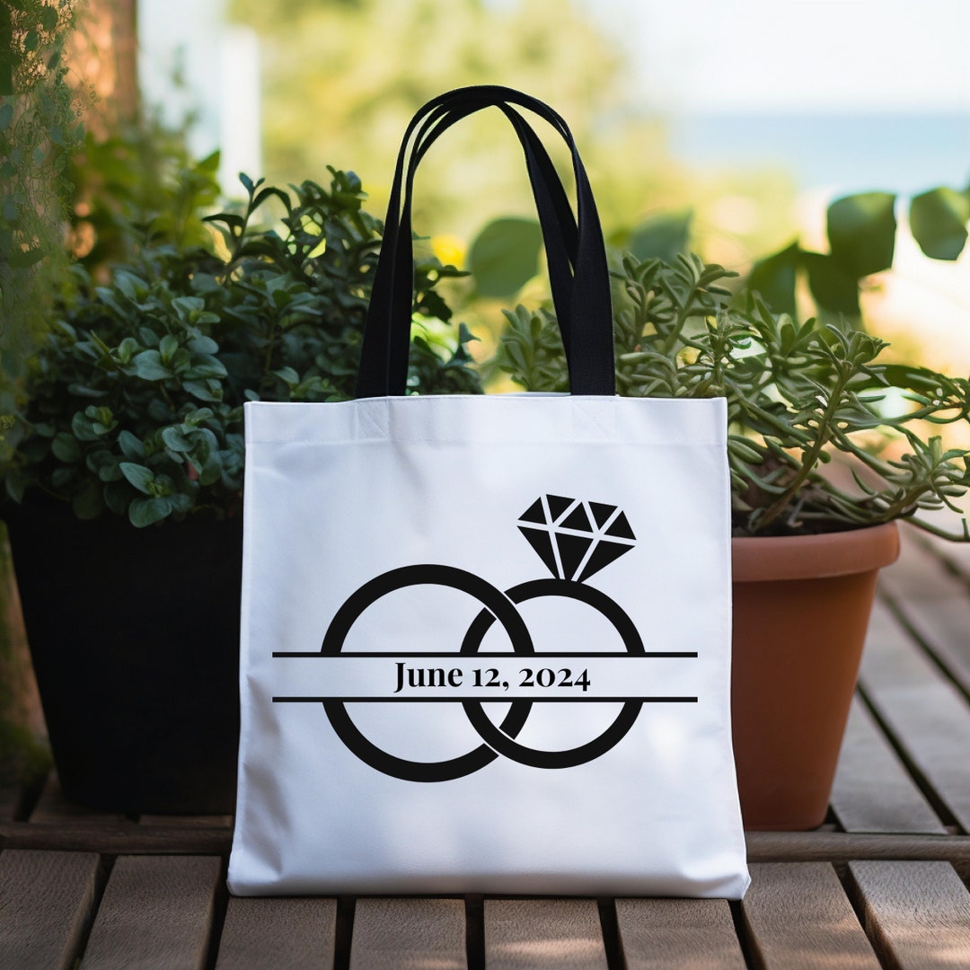 Personalized Wedding Date Tote Bag, Personalized Wedding Date Bag ...