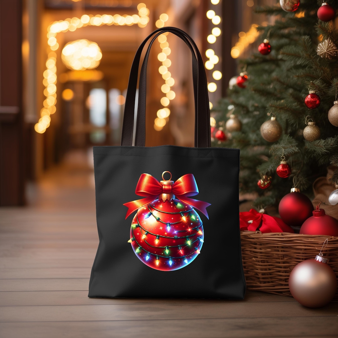 Christmas Bulb With Lights Tote Bag, Christmas Tote, Holiday Bag ...
