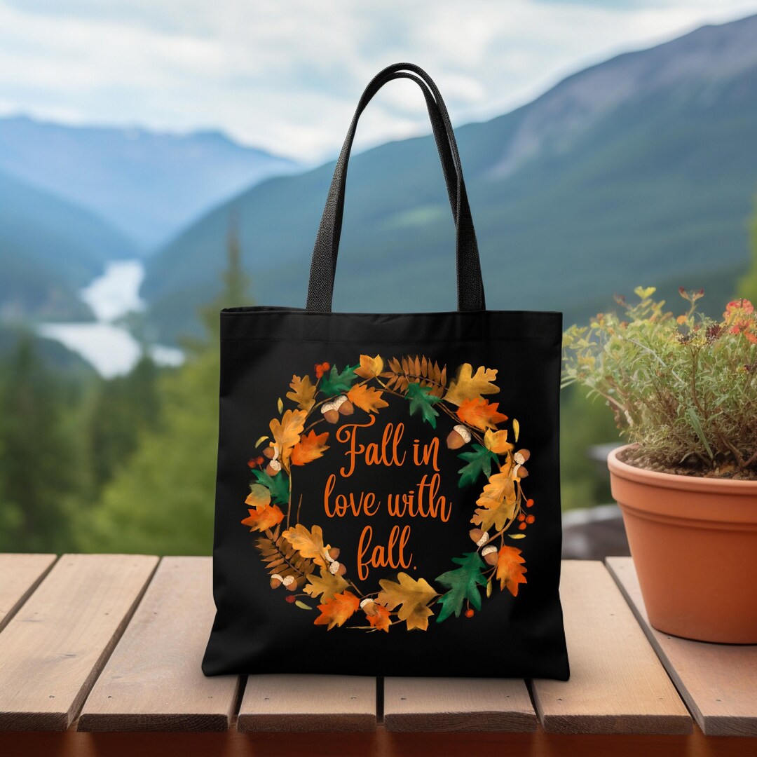 Fall in Love With Fall Tote Bag, Autumn Season Bag, Fall Bag, Autumn ...