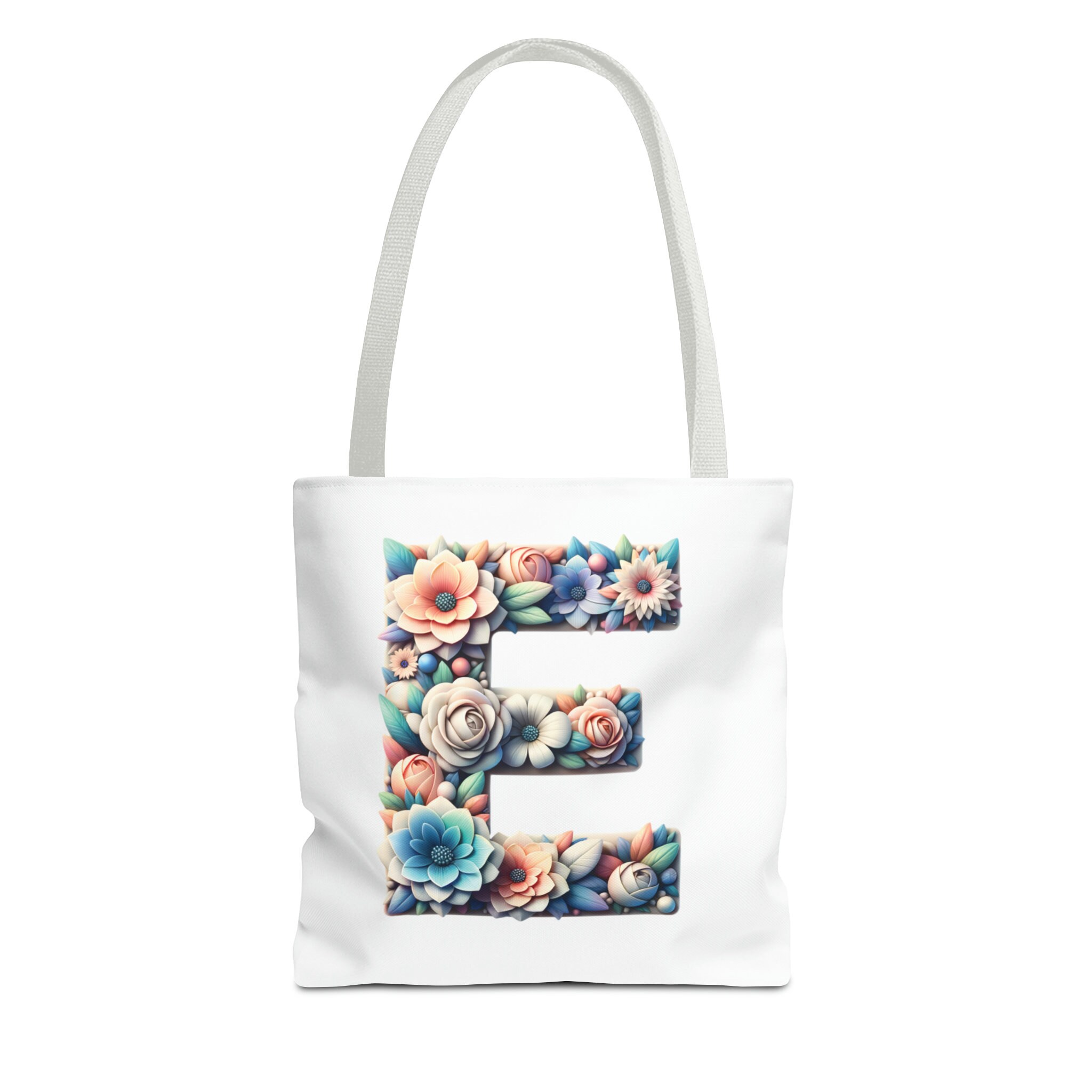 Pastel Floral Letter E Tote Bag, Letter E Tote Bag, Alphabet Bag ...