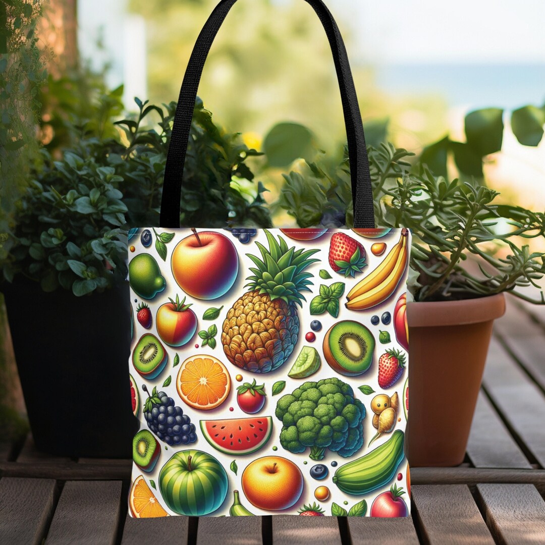 Fruits and Vegetables Tote Bag, Farmer's Market Bag, Fruit Bag ...