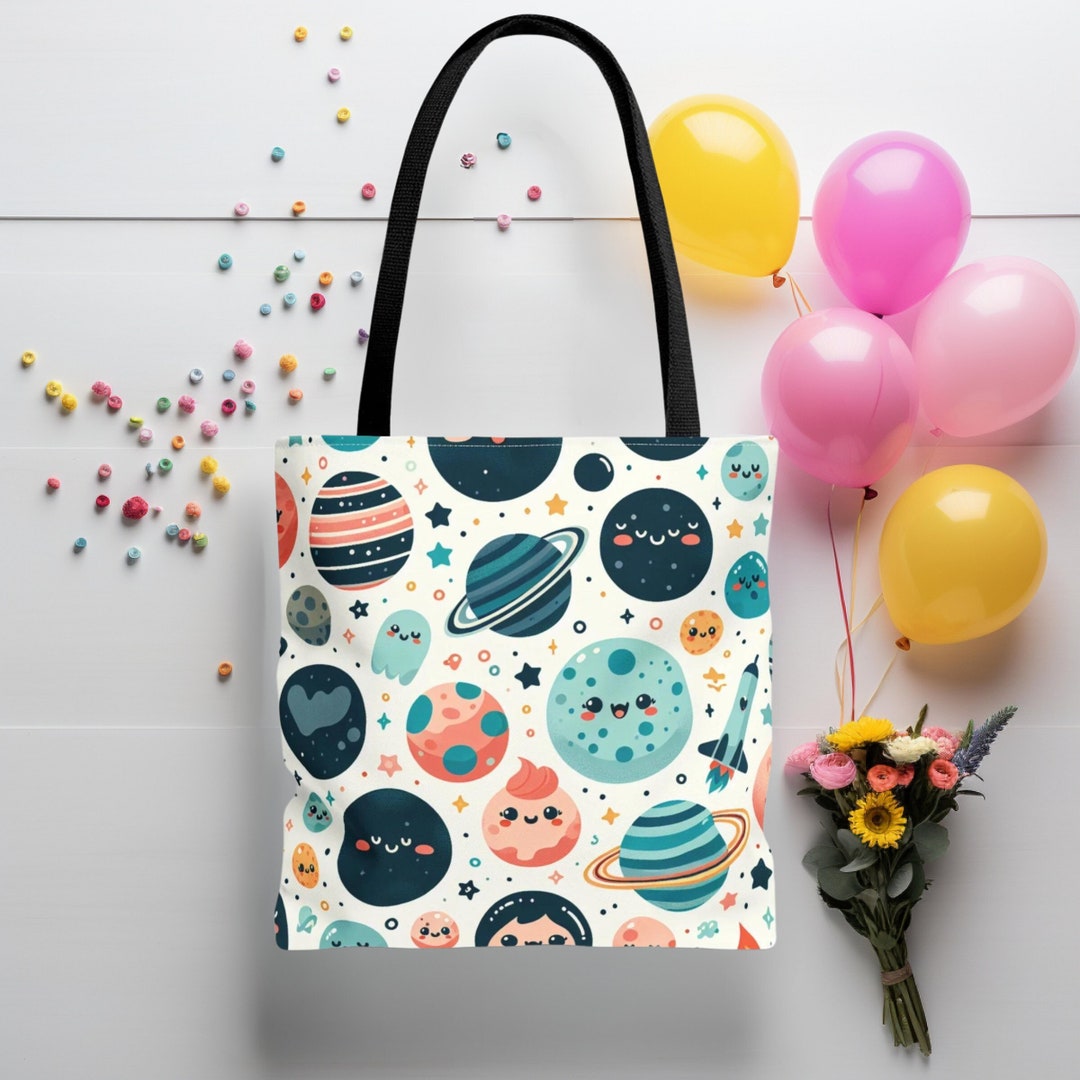 Kid's Planets Pattern Tote Bag, Planets Bag, Fun Child's Bag, Birthday ...