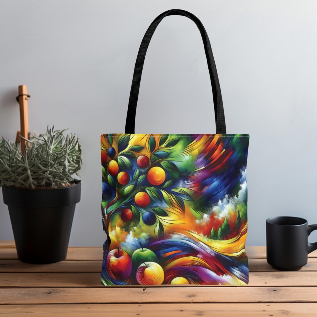Fruit Tree Tote Bag, Acrylic Artwork Tote Bag, Fruit Bag, Tree Gift ...