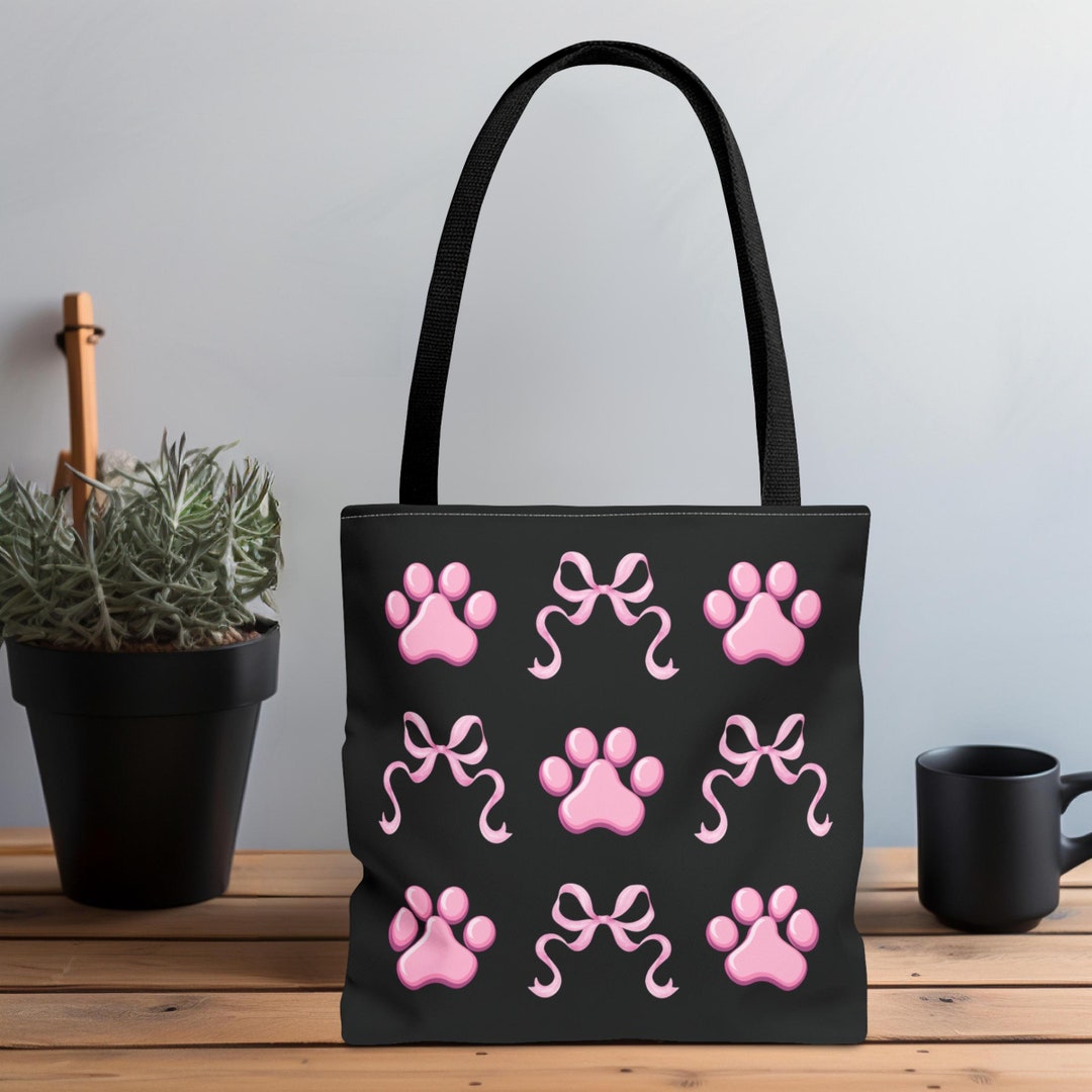 Paw Print Collage Tote Bag, Cat Print Tote Bag, Dog Print Bag, Cat ...
