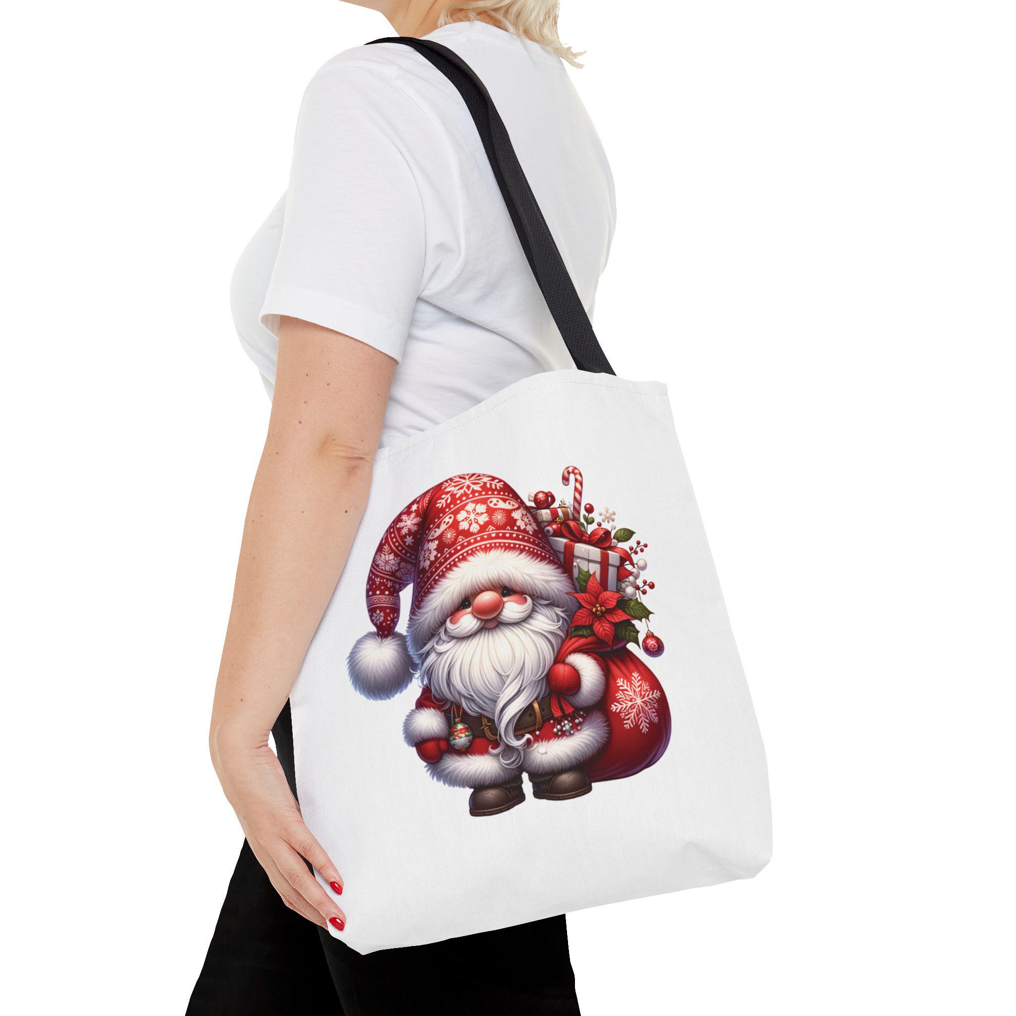 Santa Christmas Gnome Tote Bag, Christmas Tote, Holiday Bag, Christmas ...