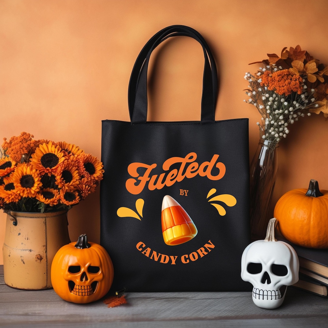 Fueled by Candy Corn Tote Bag, Halloween Treat Bag, Candy Corn Tote Bag ...