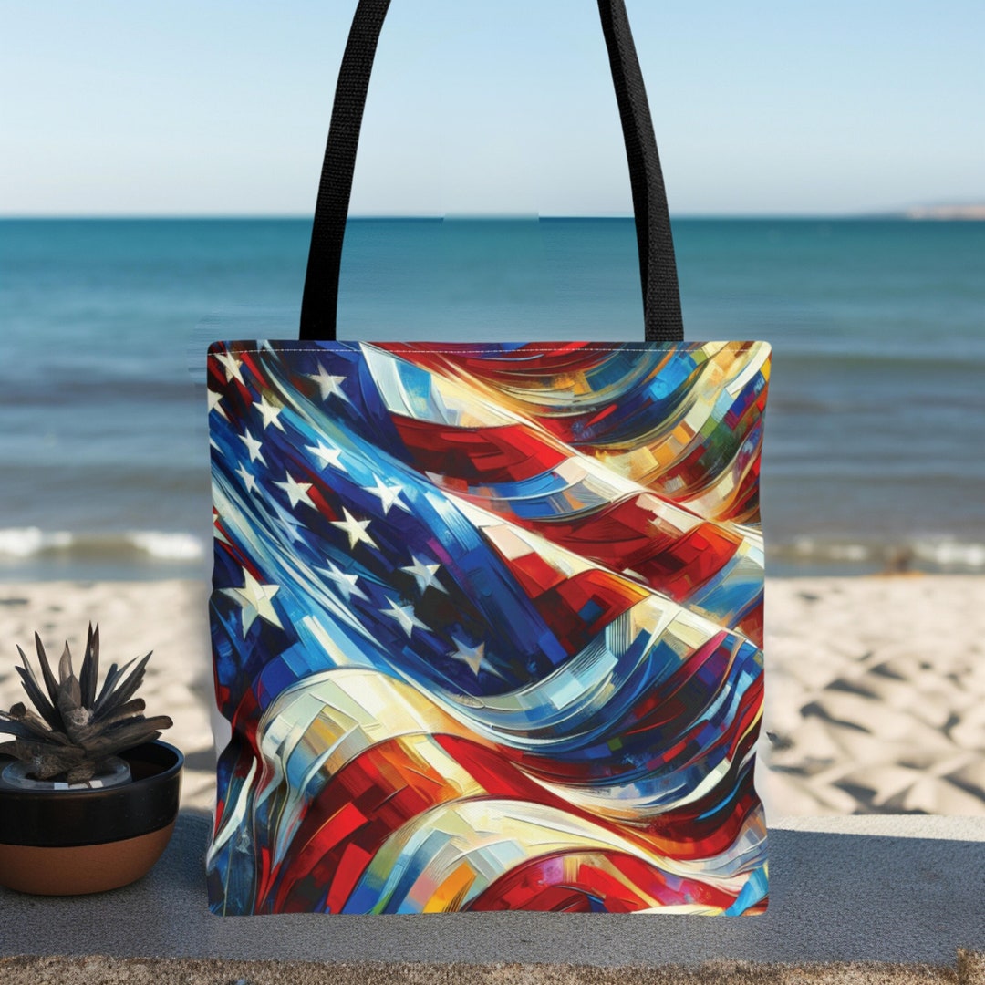 American Flag Tote Bag, Fourth of July Bag, Patriotic Tote Bag, Red ...