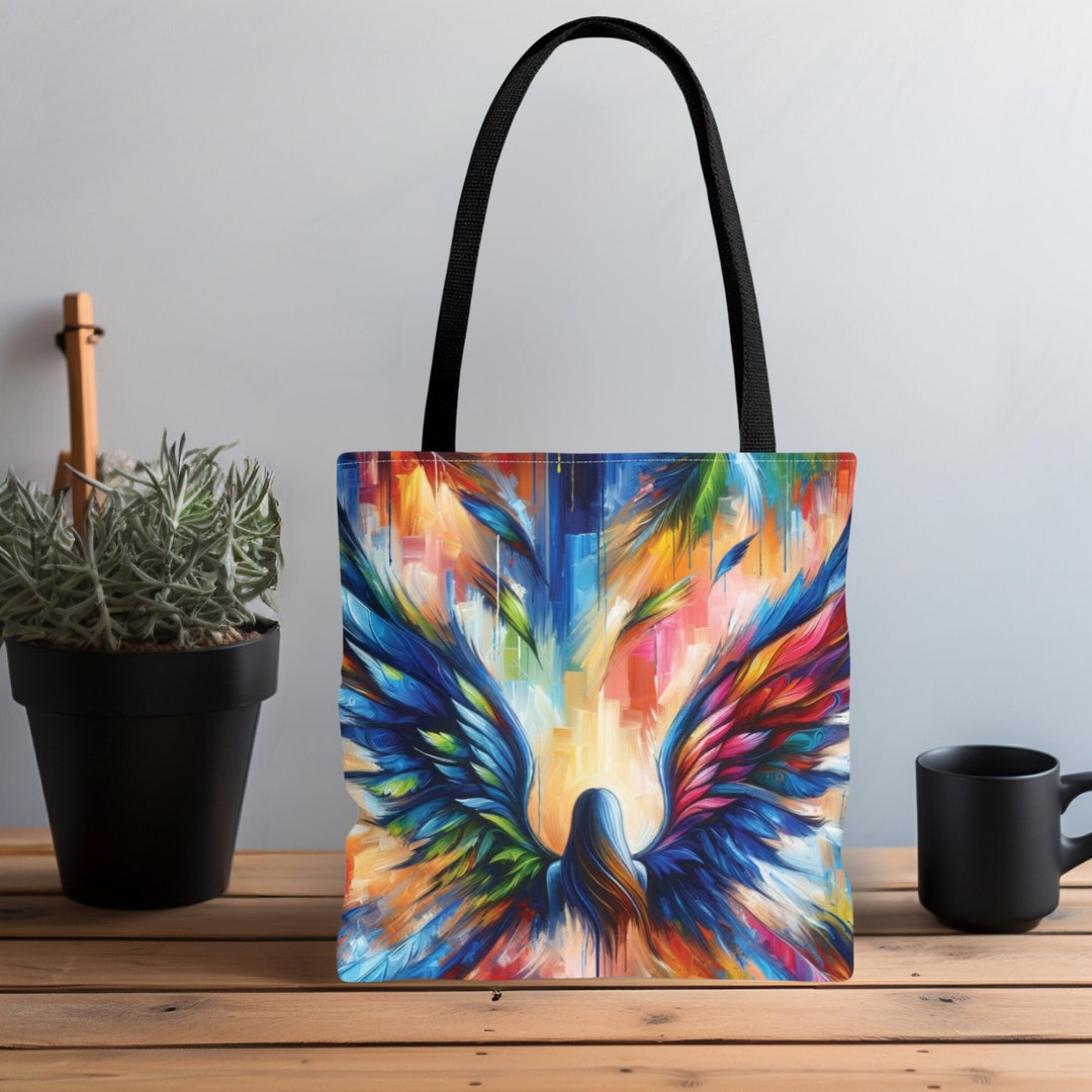 Angel Wings Tote Bag, Acrylic Artwork Tote Bag, Angel Wings Gift, Angel ...