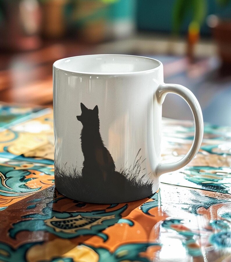 Minimalistic Fox Silhouette Mug Woodland Shadow Forest Drinkware ...