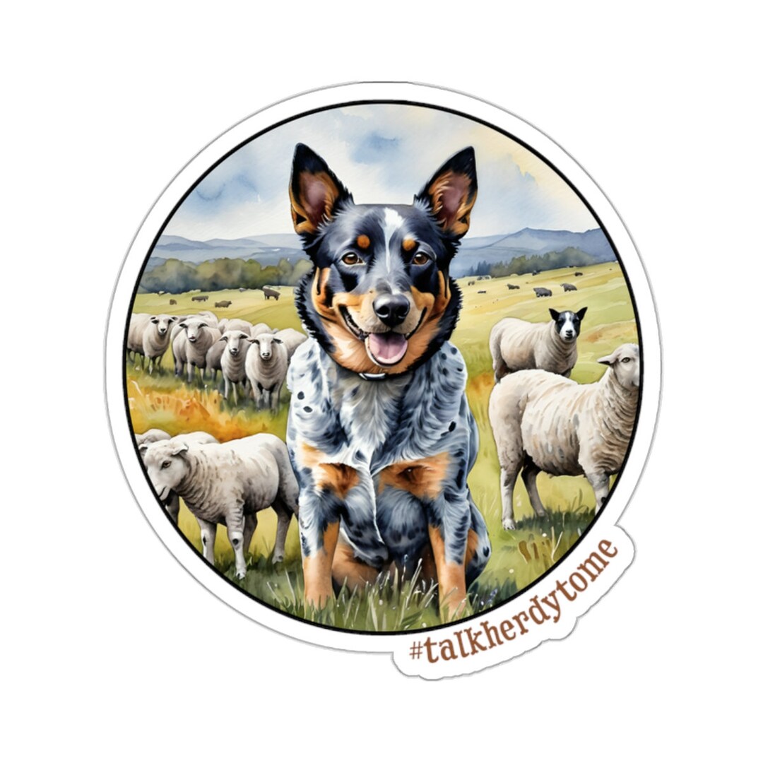 Blue Heeler With Herd of Sheep talkherdytome Vinyl Die-cut Stickers ...