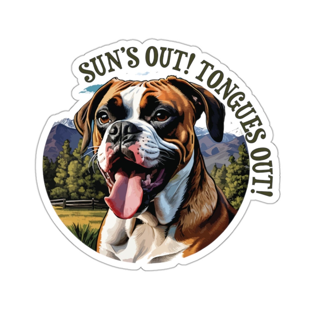 Beautiful Happy Excited Boxer Dog Sun's Out Tongues Out Mountains ...