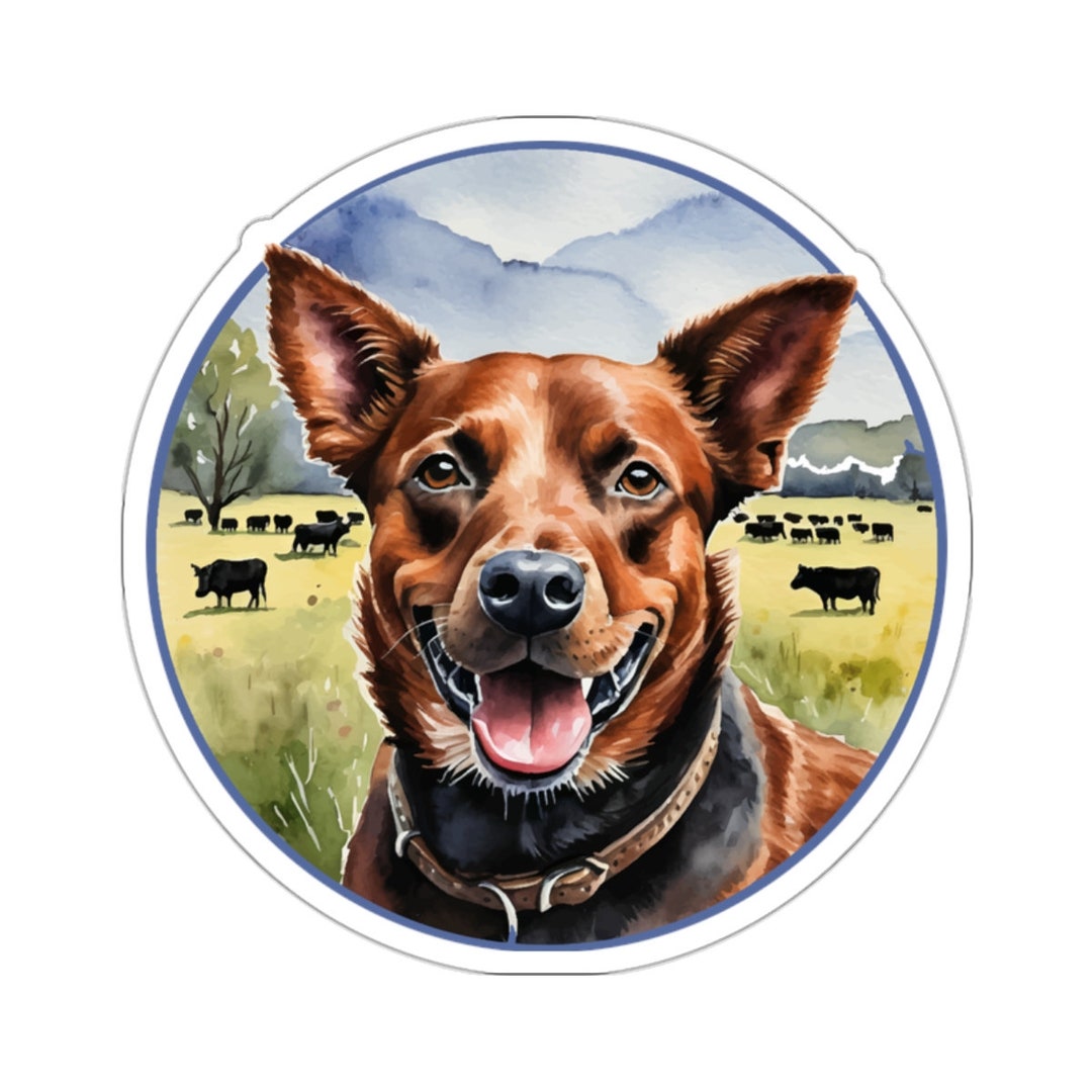 Red Heeler Cattle Dog Vinyl Round Stickers / Decals 3 Sizes Herding ...