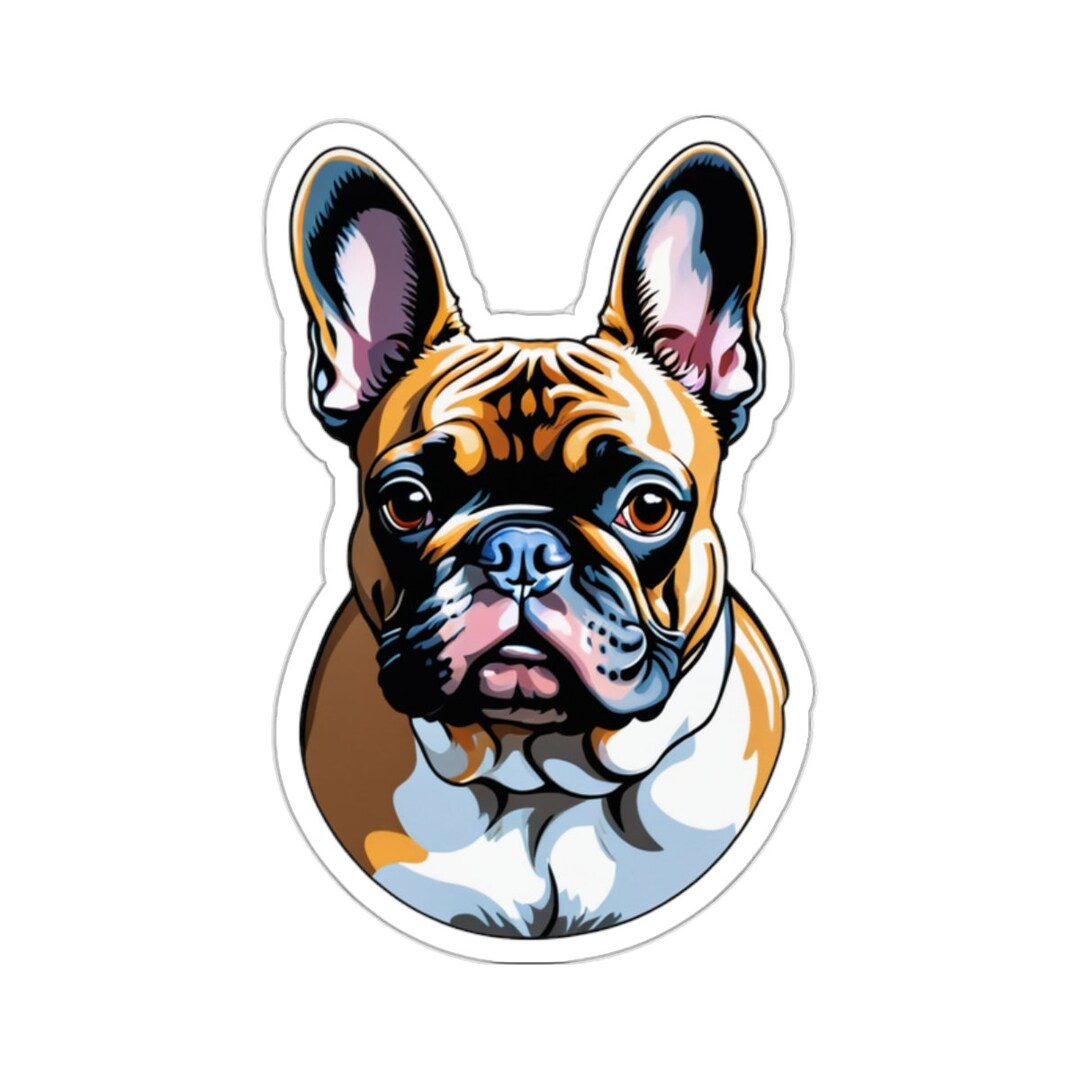 Frenchie Tan Fawn and White Dog Head Water Bottle Window Vinyl Die-cut ...