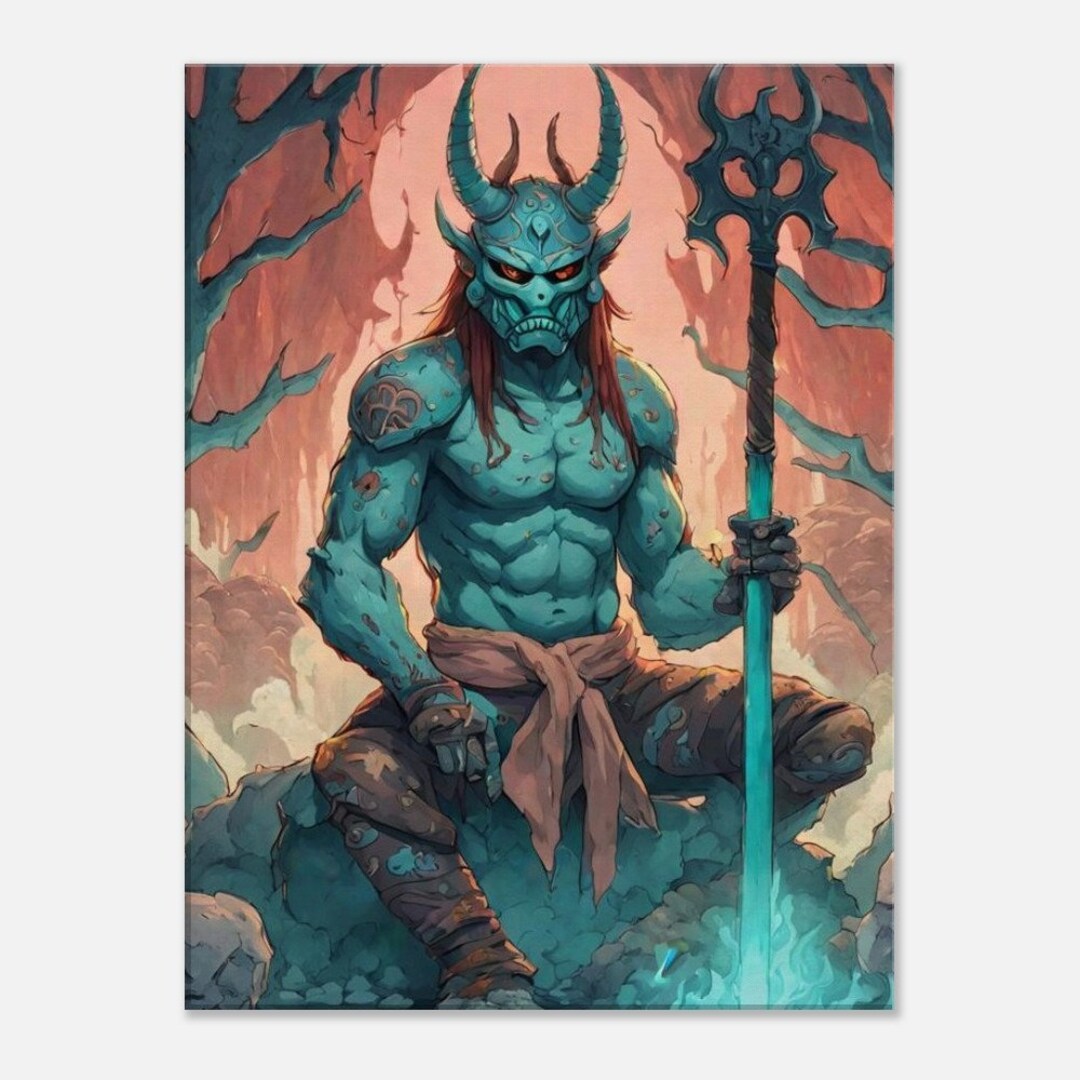Japanese Oni | Canvas 45x60cm - Etsy