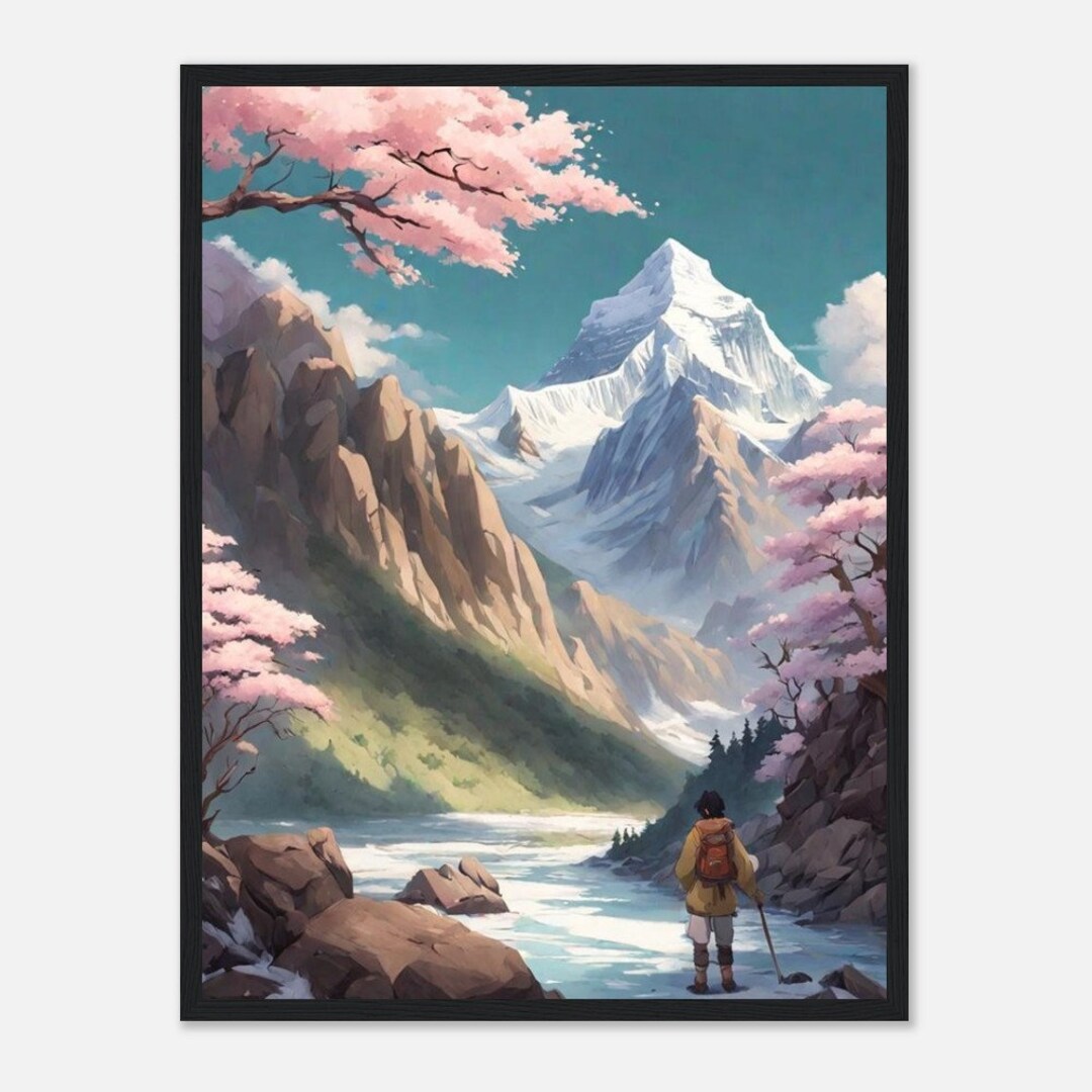 Japanese Mount Everest Traveler Anime Premium Houten Frame 45x60cm - Etsy
