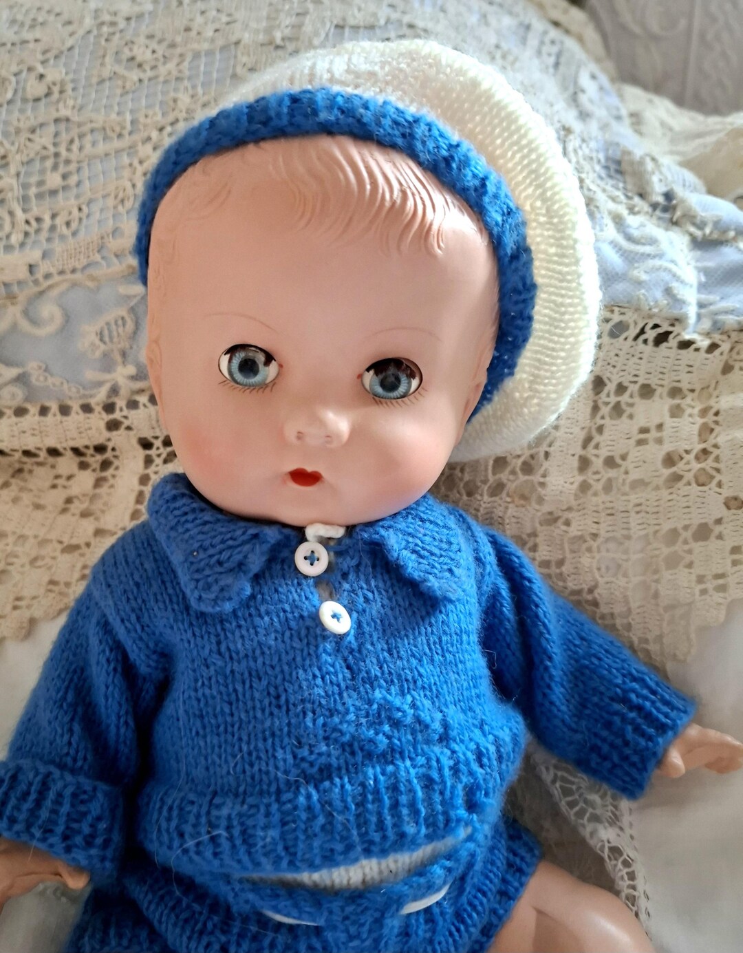 Vintage 1950's BND Hard Plastic Baby Doll in Knitted Sailor Outfit ...