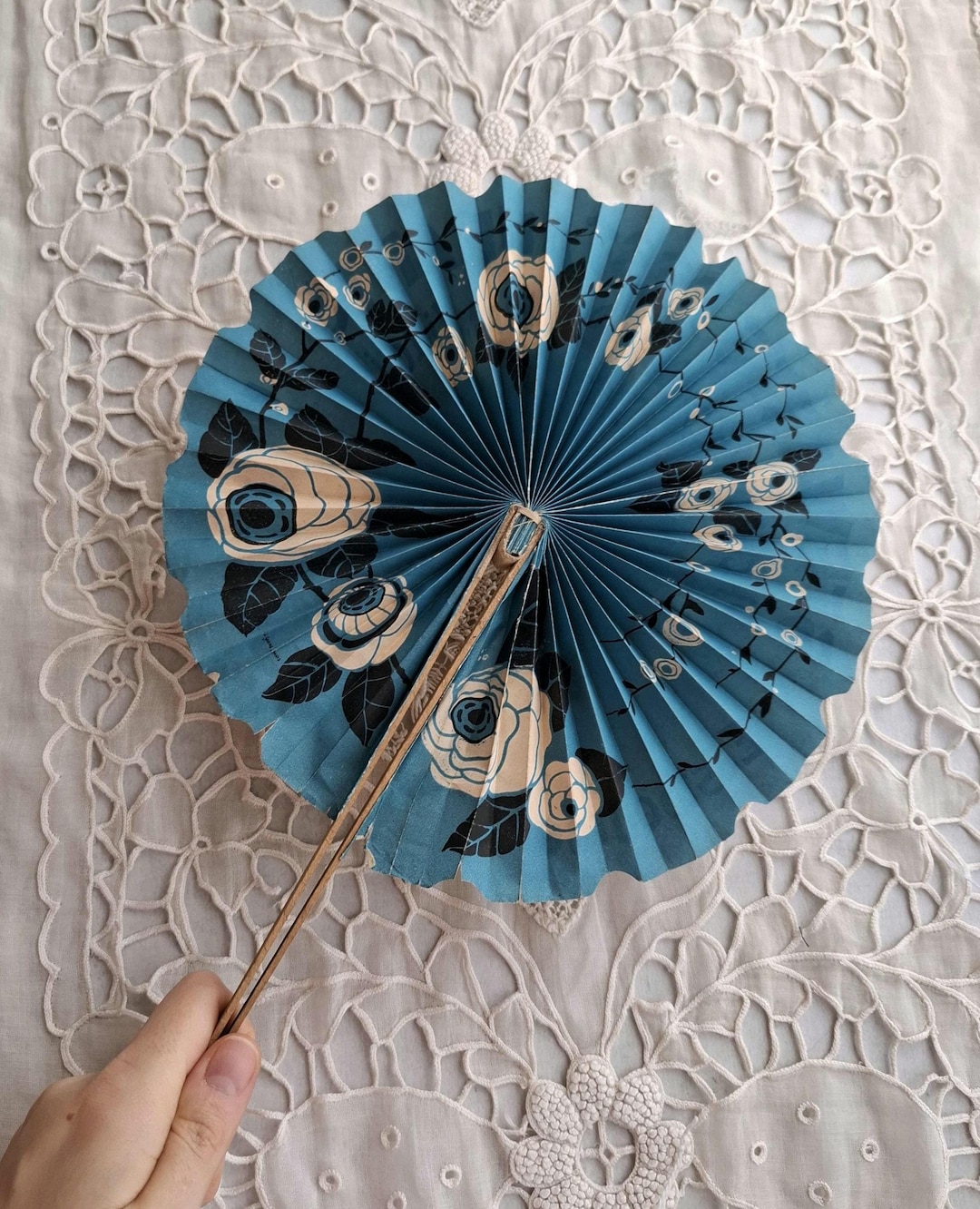 Vintage Cockade Paper Hand Fan, Vintage Advertising Hand Fan for ...