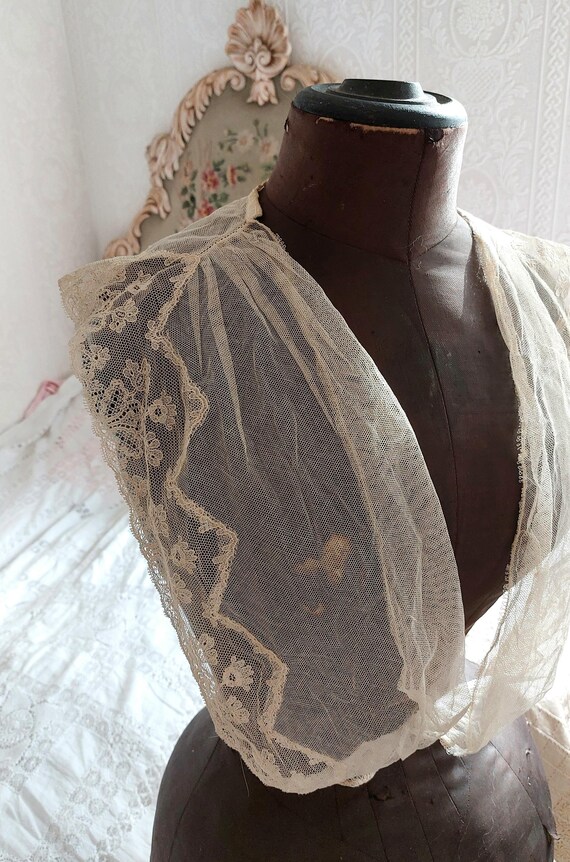Antique Lace Collar, Victorian Edwardian Tulle Fichu … - Gem