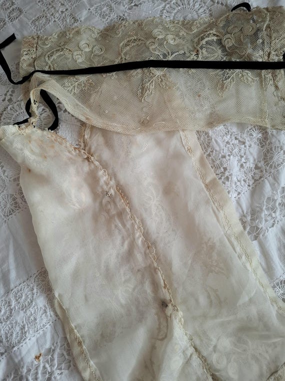 Antique Edwardian High Neck Lace Collar Insert, Lace … - Gem