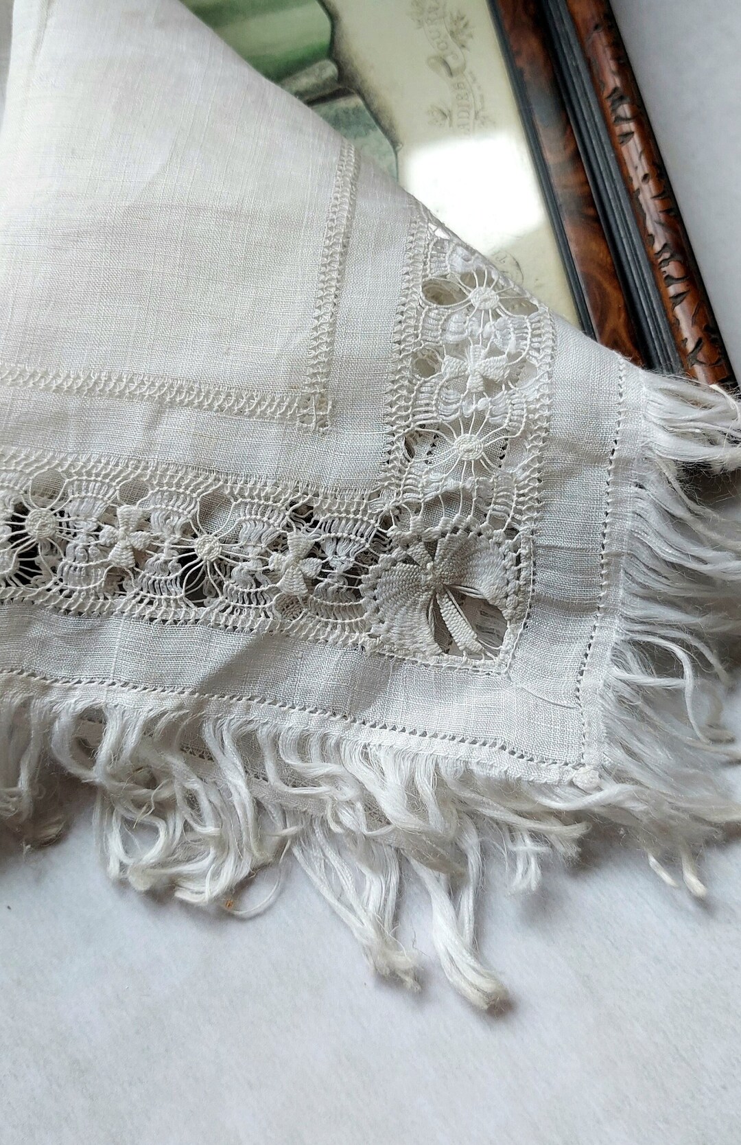 Antique Embroidered Handkerchief, Drawn Thread Hankie, Vintage Lace ...