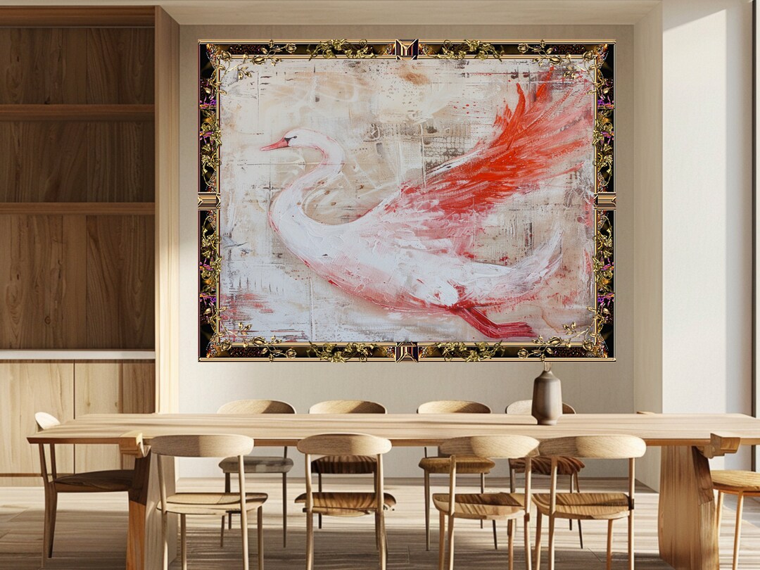 Antique Swan Watercolor Painting | Neutral Wall Art Large Wall Art ...
