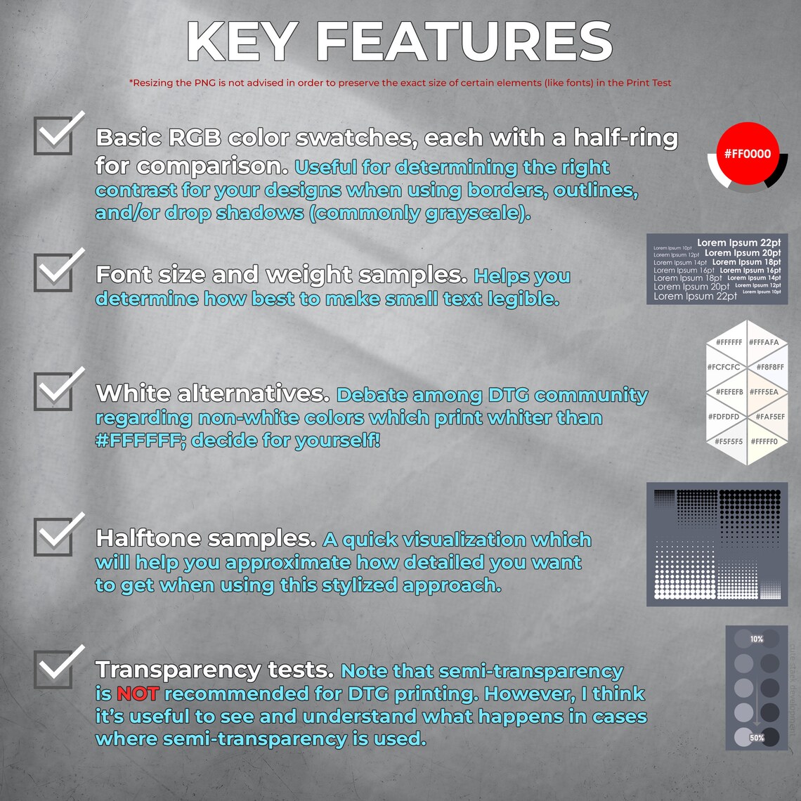 DTG Print Test Digital Download, Color Swatches, Print Samples, Bella ...