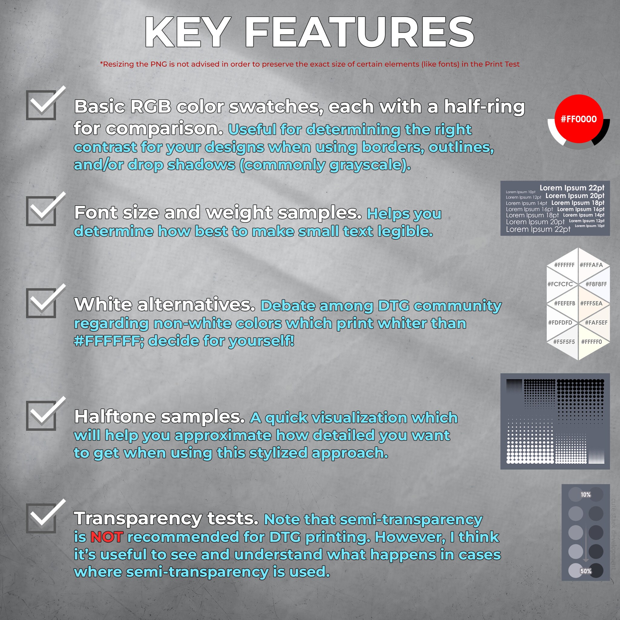 DTG Print Test Digital Download, Color Swatches, Print Samples, Bella ...