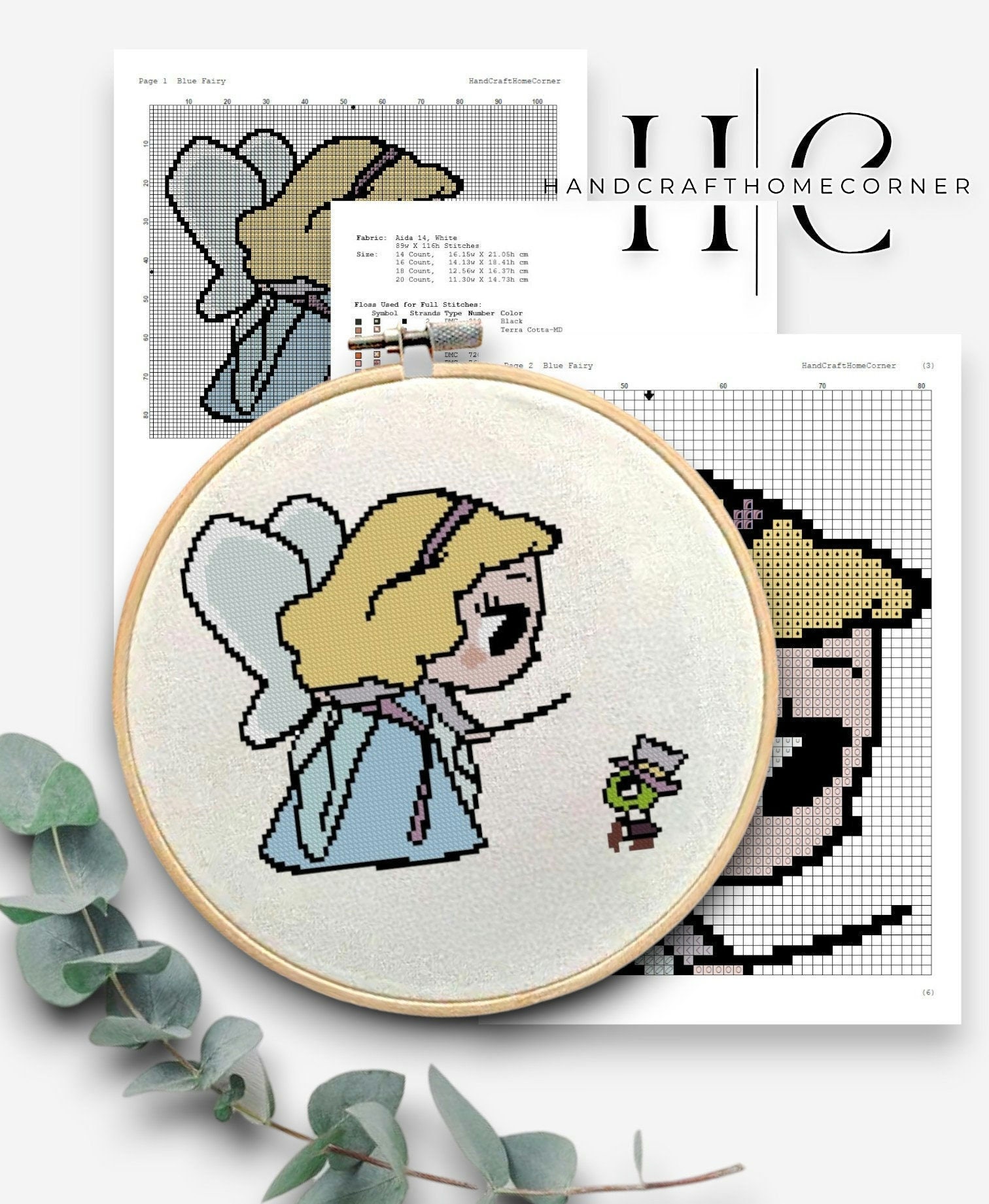 Magical Blue Fairy and Jiminy Cricket Cross Stitch PDF Pattern From ...