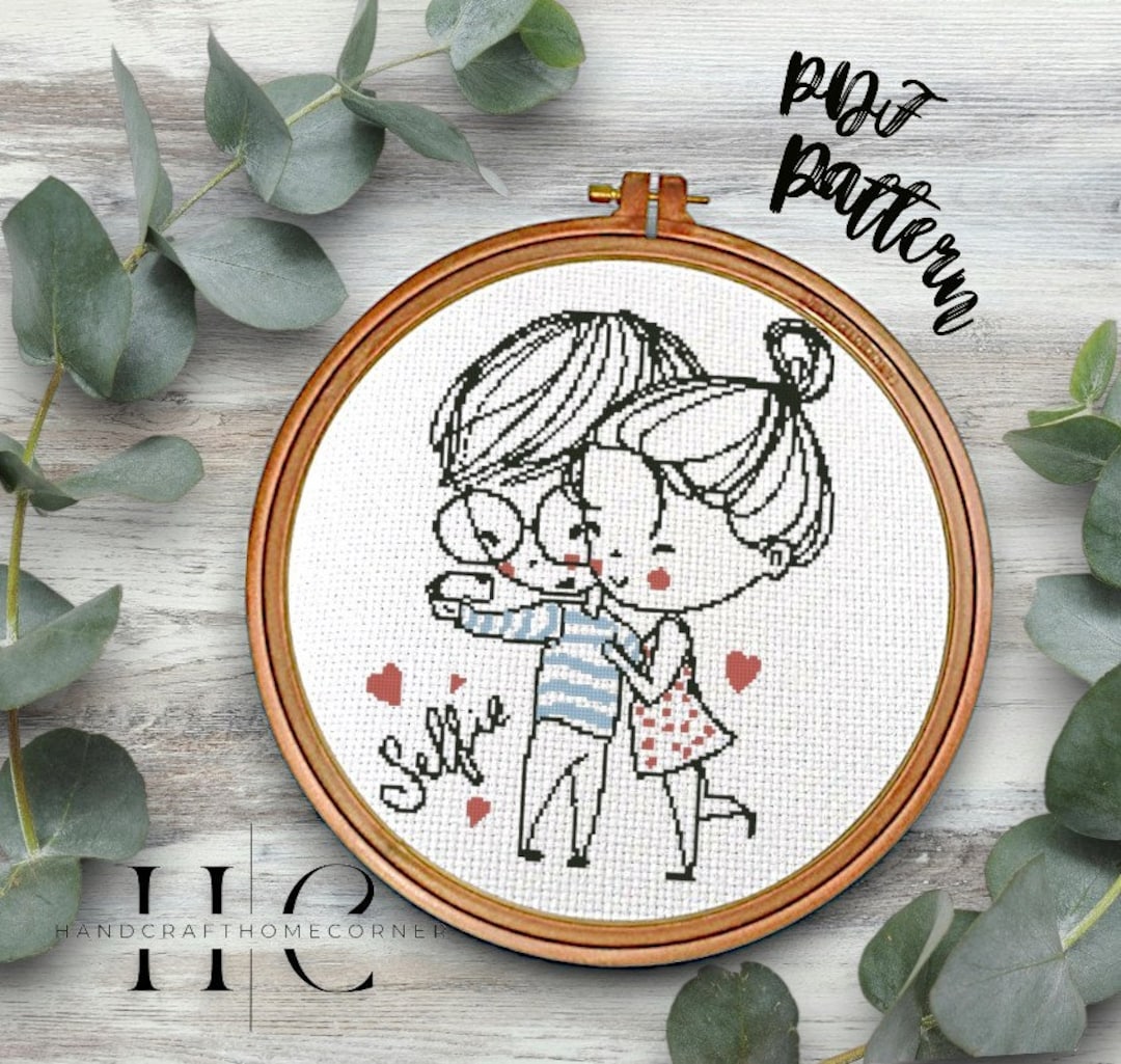 Couple in Love Cross Stitch PDF Pattern. Selfie Moment. Modern Romance ...