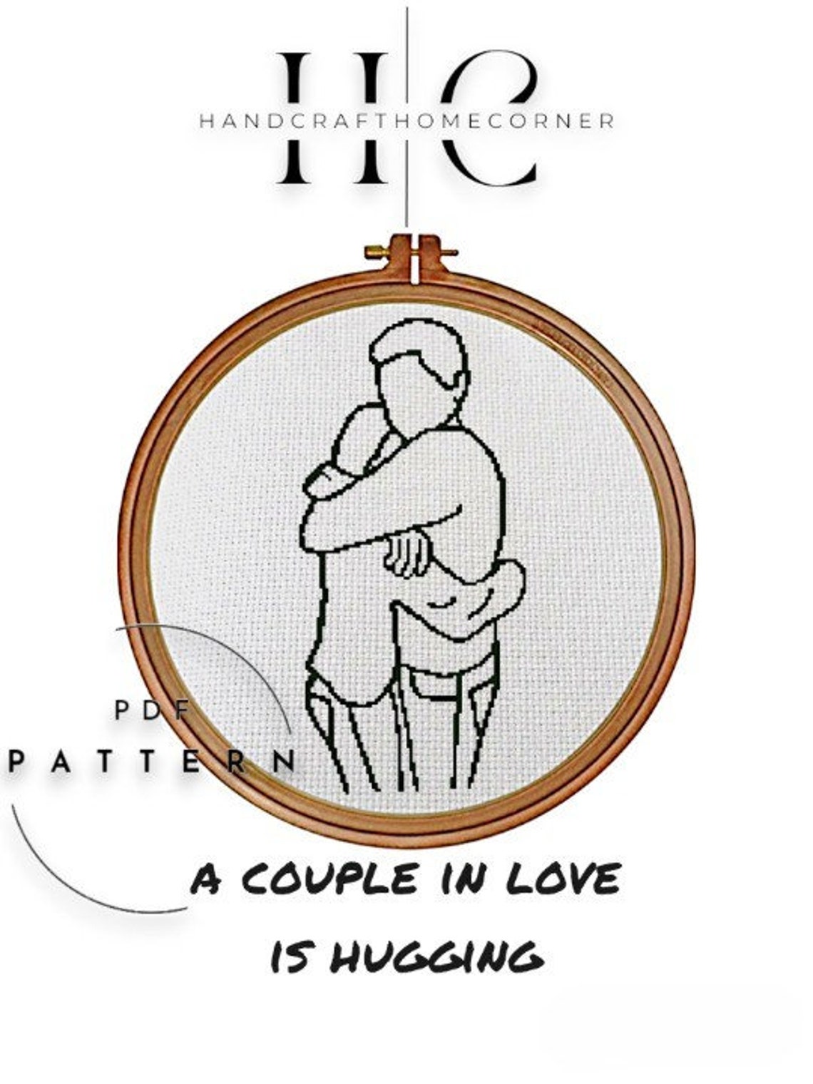 Couple's Tender Hug: Cross Stitch PDF Pattern. Embracing Love. Wrapped ...