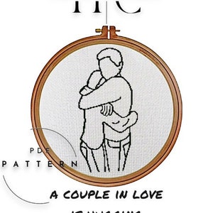 Couple's Tender Hug: Cross Stitch PDF Pattern. Embracing Love. Wrapped ...