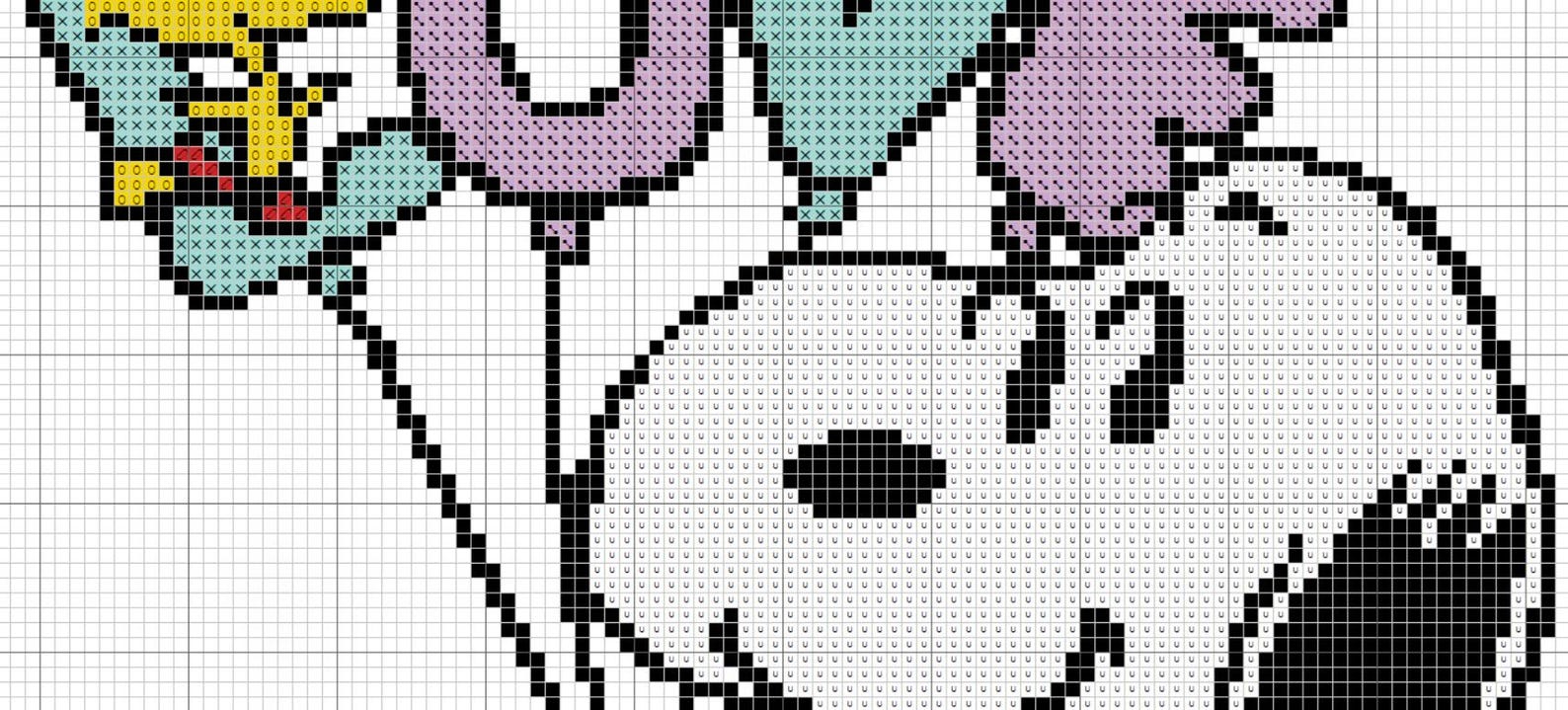 Cartoon Cross Stitch Pattern of Snoopy With Woodstock Carrying Balloons ...
