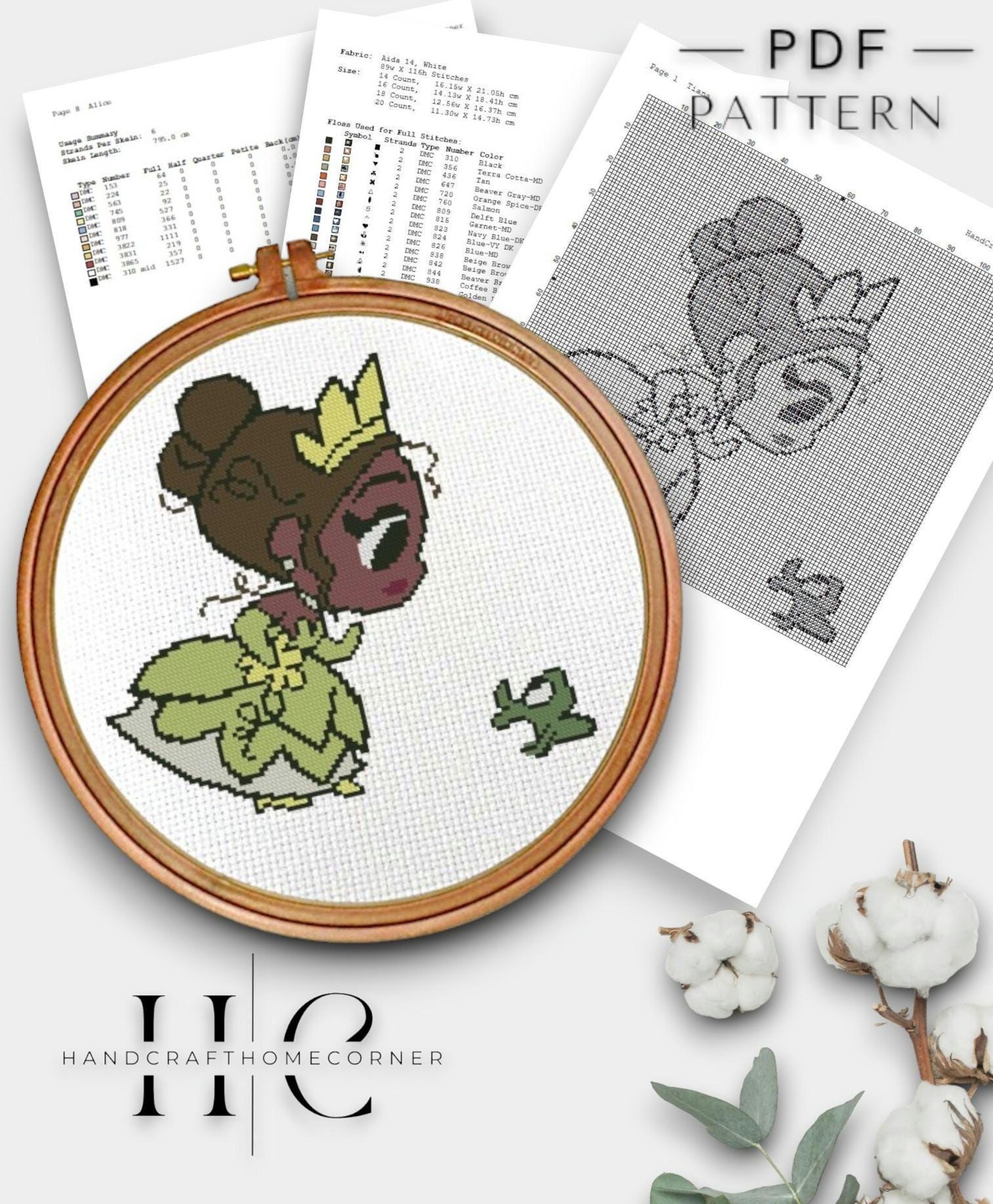 Tiana and Prince Naveen Cross Stitch PDF Pattern Design From the ...