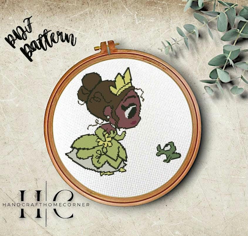 Tiana e Príncipe Naveen Padrão de ponto cruz PDF Design de A Princesa e ...