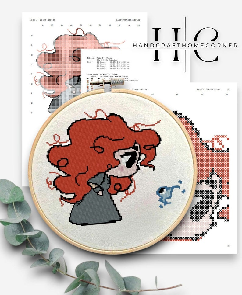 Merida and the Will O' the Wisps Cross Stitch PDF Pattern - Brave Wall ...