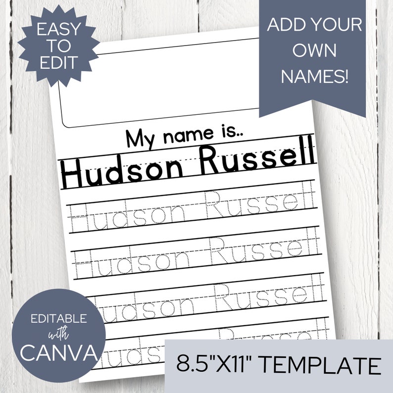 Handwriting Name Tracing Printable, Custom Name Writing Template, Learn ...