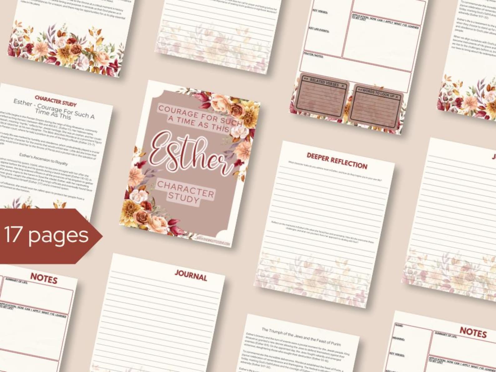 Esther Bible Study Printable, Digital Journaling, Christian Study ...
