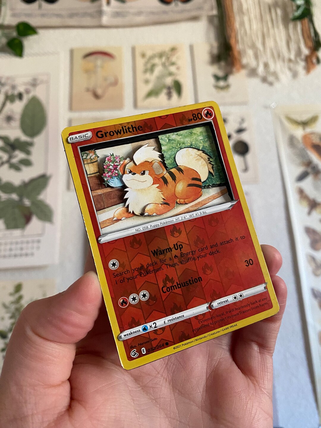 3D Growlithe Pokemon Card - Etsy