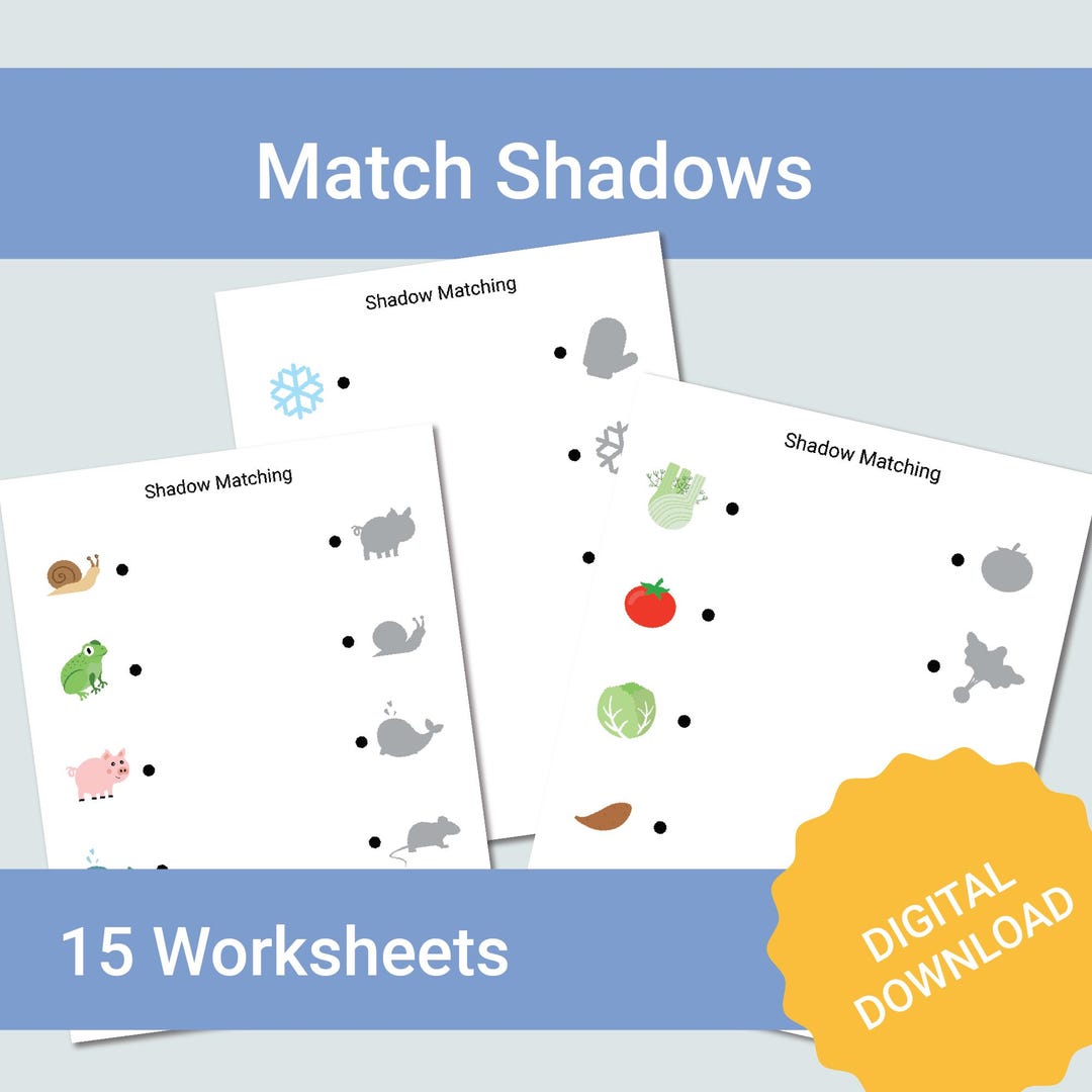 Shadow Matching Worksheets: Kids Learning Activity (PDF) - Etsy Australia