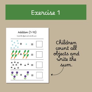 Addition Worksheets for Kids: Early Math Exercises (PDF Download) - Etsy