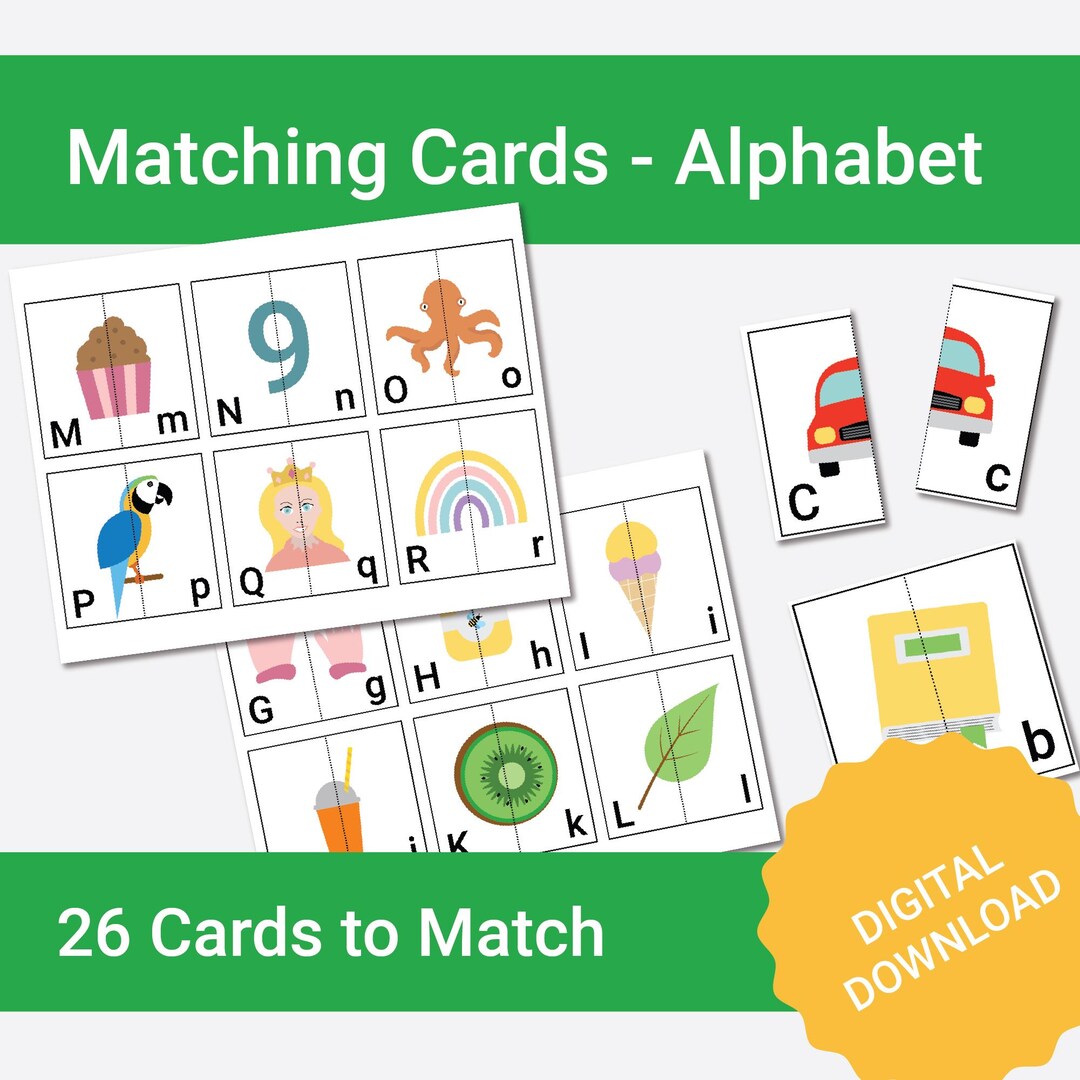 Uppercase & Lowercase Letter Match Cards With Images, Find Image Halves ...