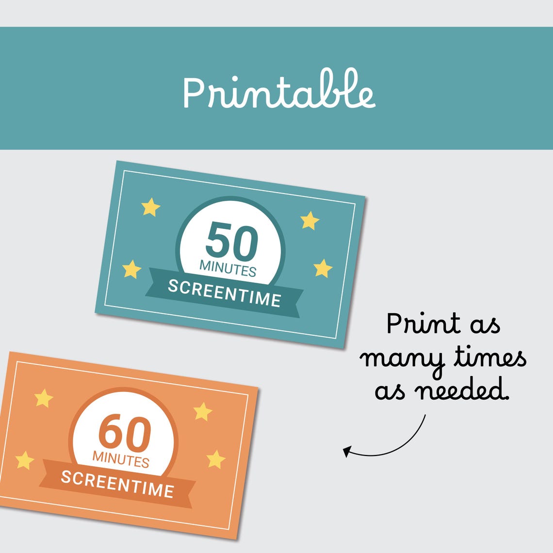 Screen Time Vouchers for Kids, Earn Screen Time Coupons, Chore Reward ...