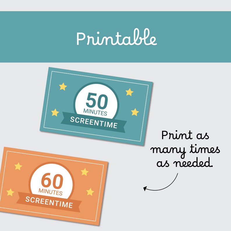 Screen Time Vouchers for Kids, Earn Screen Time Coupons, Chore Reward ...