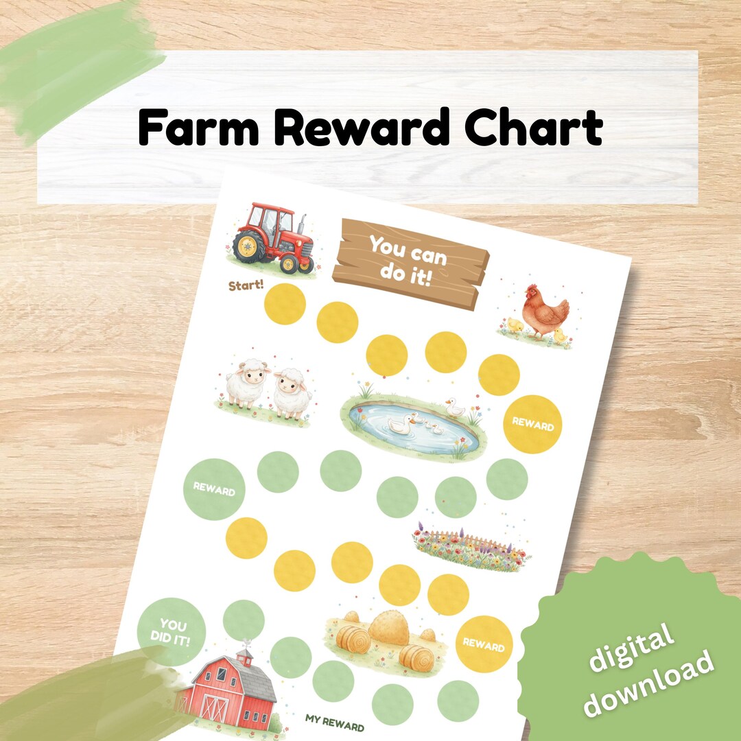 Farm Reward Chart Printable: Kids Behavior Tracker (digital Download ...